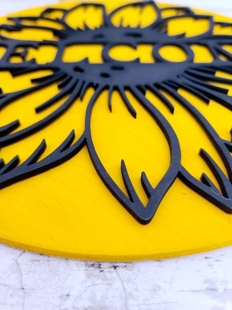 Welcome Sunflower Door Sign Sunflower Welcome Wood Round - Etsy