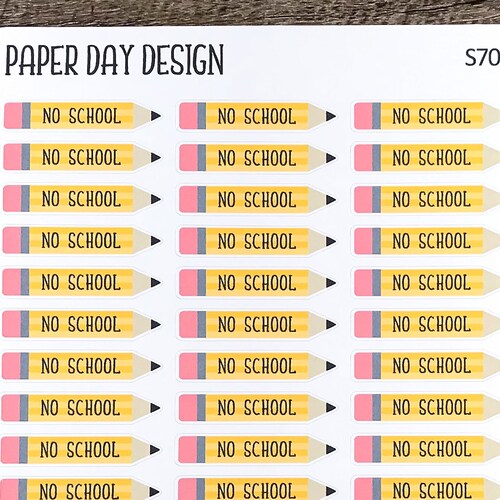 NO SCHOOL Pencil Sticker for Planner Journal or Calendar S70 - Etsy