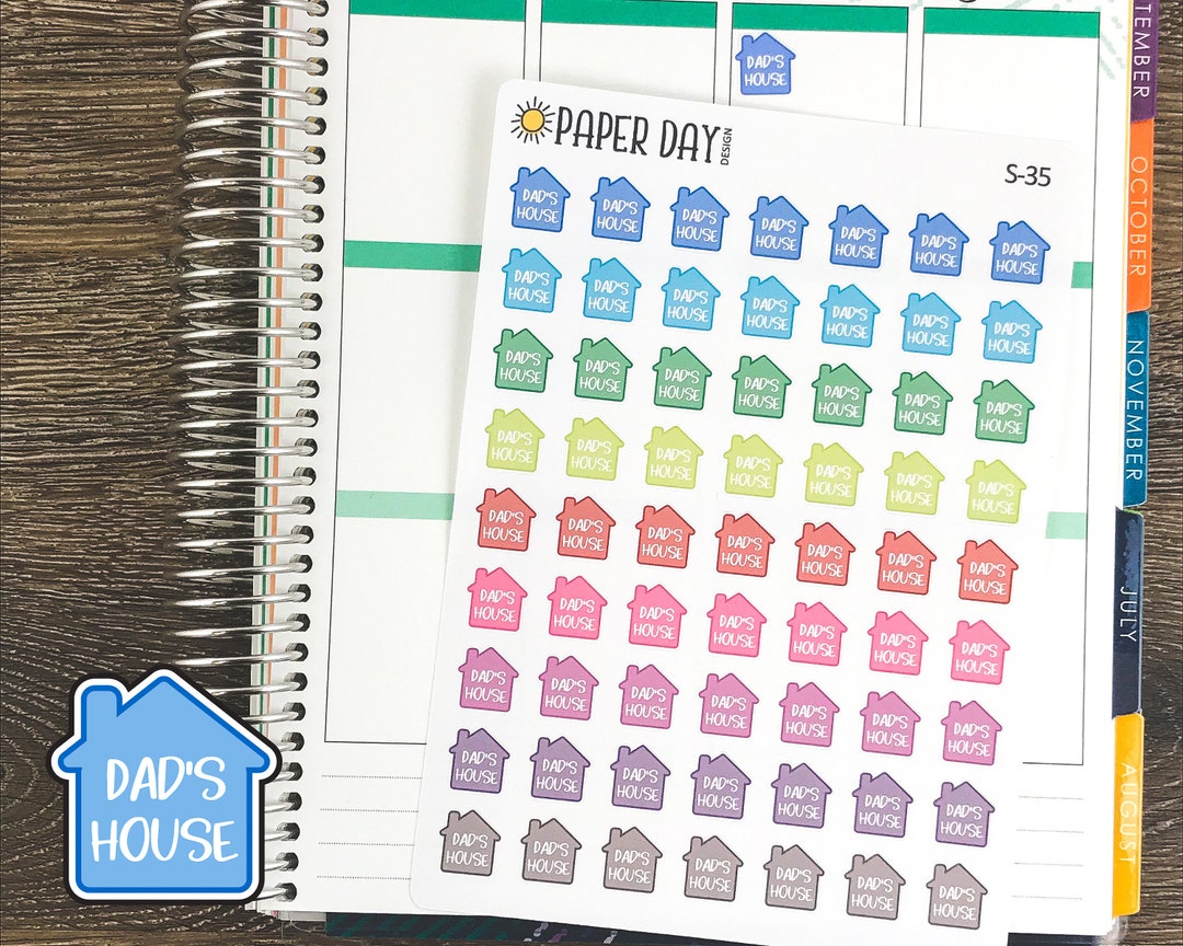 Dad's House Icon Stickers for Planners or Calendars White Text [S35] - Etsy