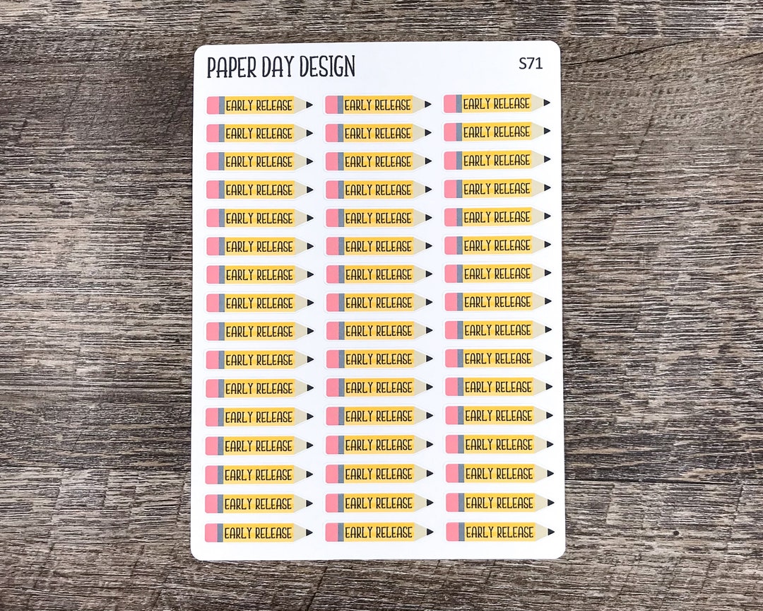 EARLY RELEASE Pencil Label Sticker for Planner or Calendar School Half ...
