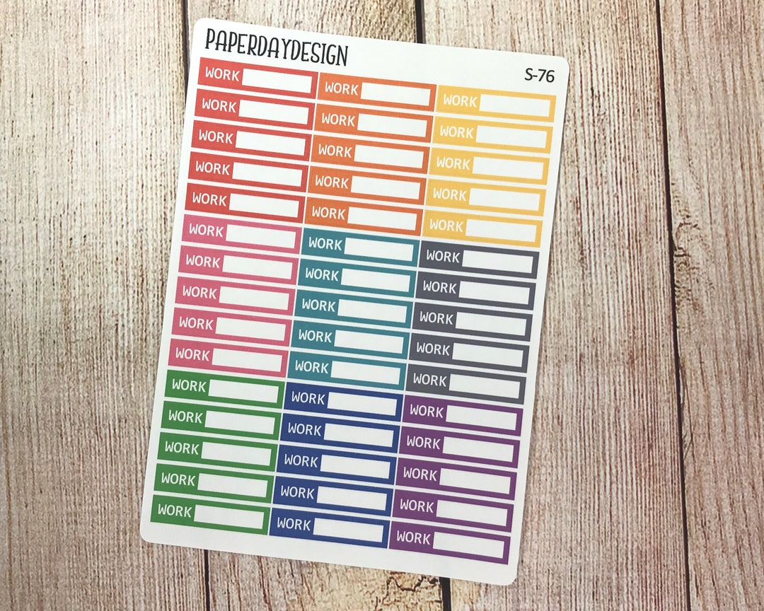 WORK Skinny Label Planner Sticker for Planner or Calendar *more Colors ...