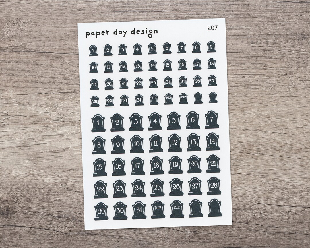 Tombstone Date Cover Stickers for Planners or Calendars - Halloween ...