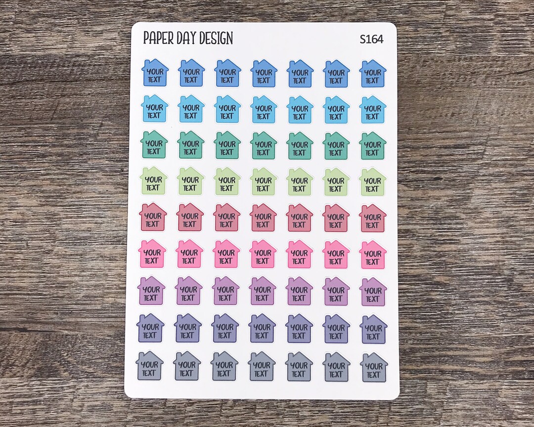 CUSTOM House Icon Stickers for Planners or Calendars BLACK TEXT - Etsy