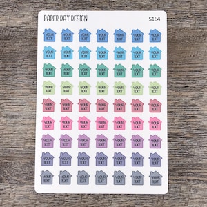 CUSTOM House Icon Stickers for Planners or Calendars BLACK TEXT - Etsy