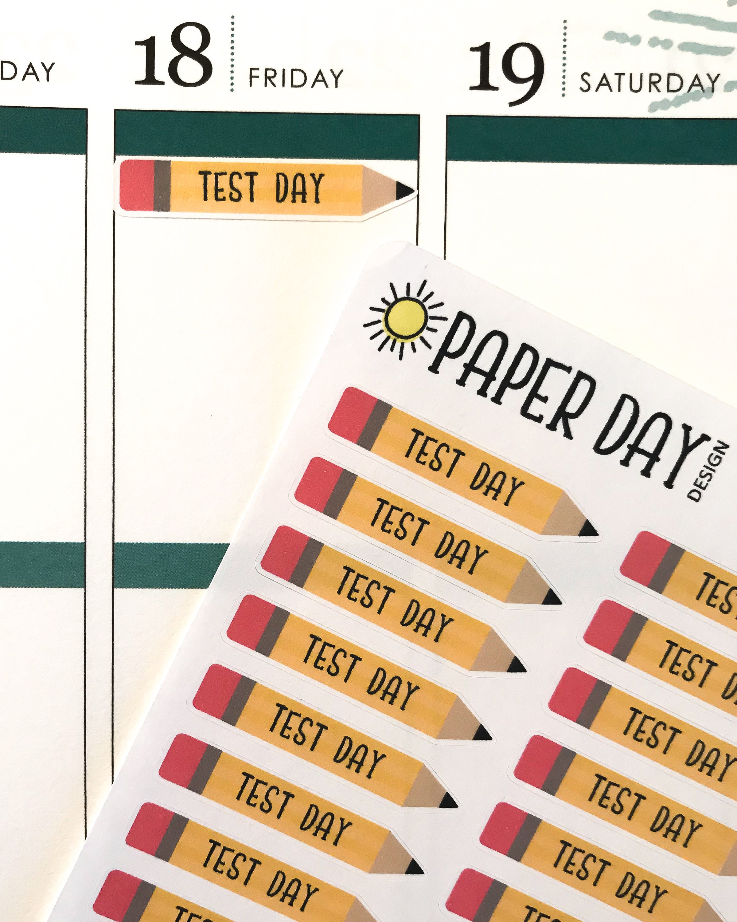 TEST DAY Pencil Label Sticker for Planner Journal or Calendar - Etsy