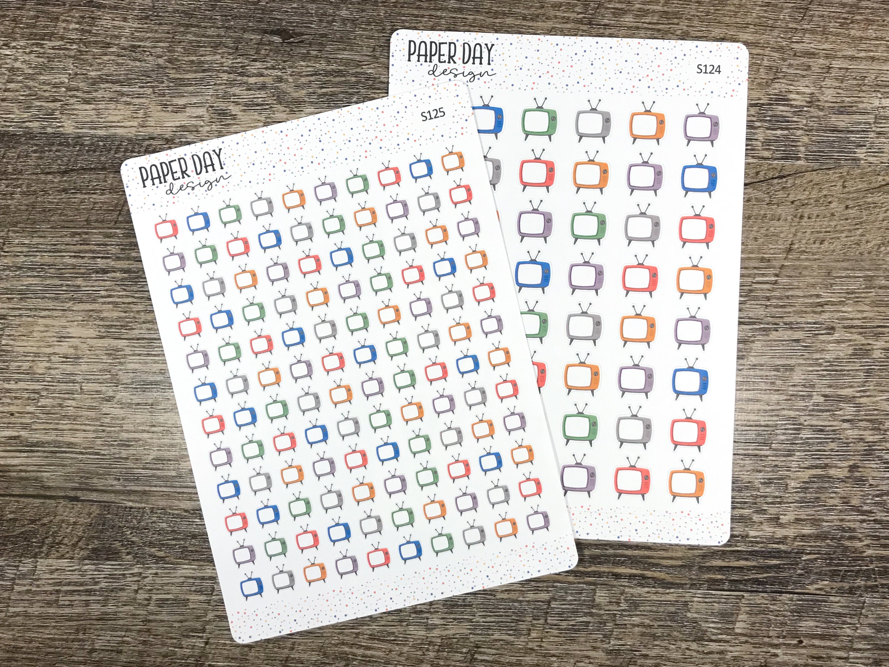 RETRO TELEVISION TV Stickers for Planners or Calendars | Etsy