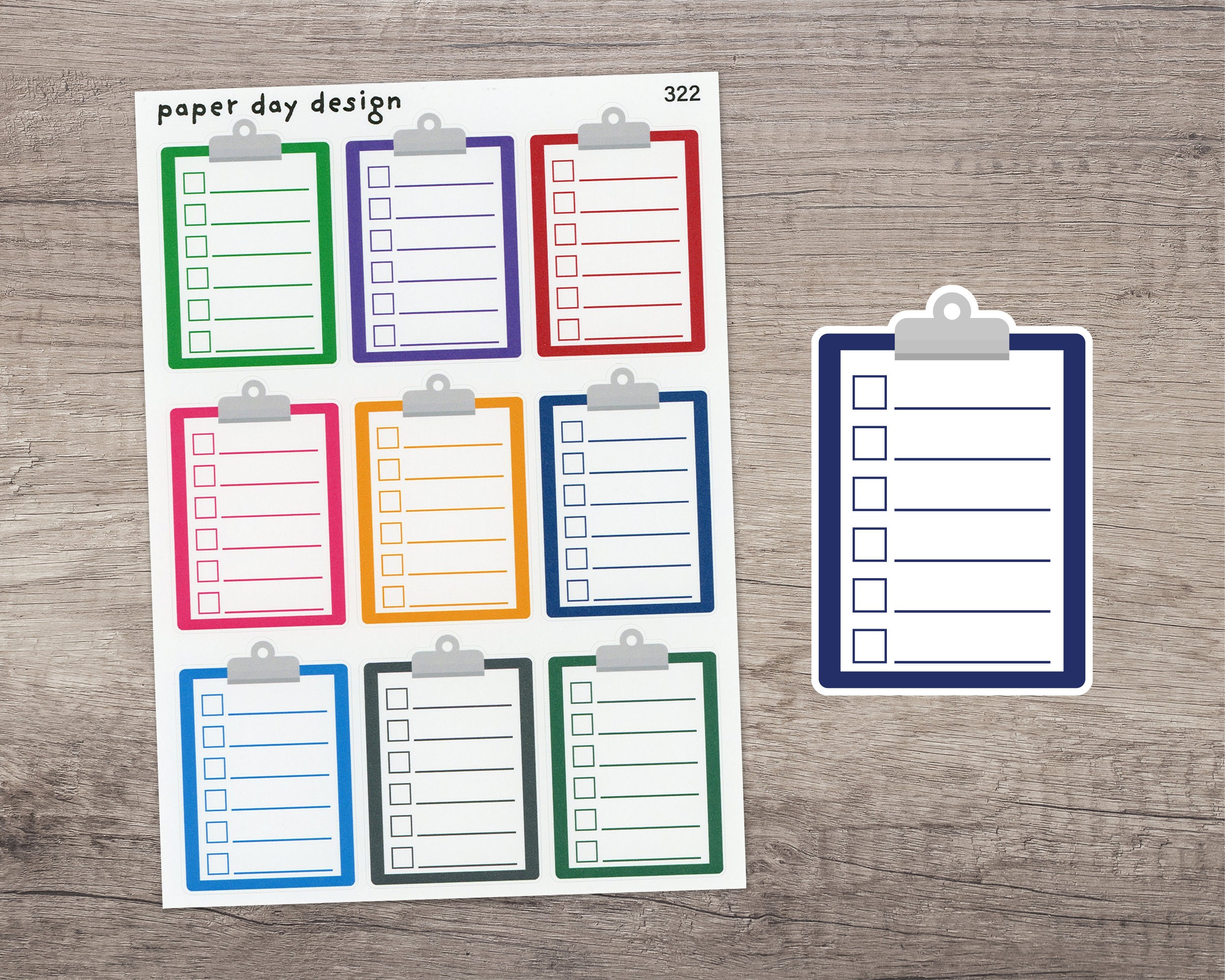 Clipboard Full Box Checklist Stickers for Planners or Journals - Etsy