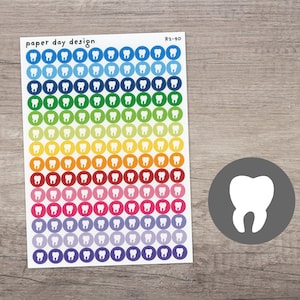 TOOTH Round Icon Planner / Calendar Stickers [R2-90] - Etsy