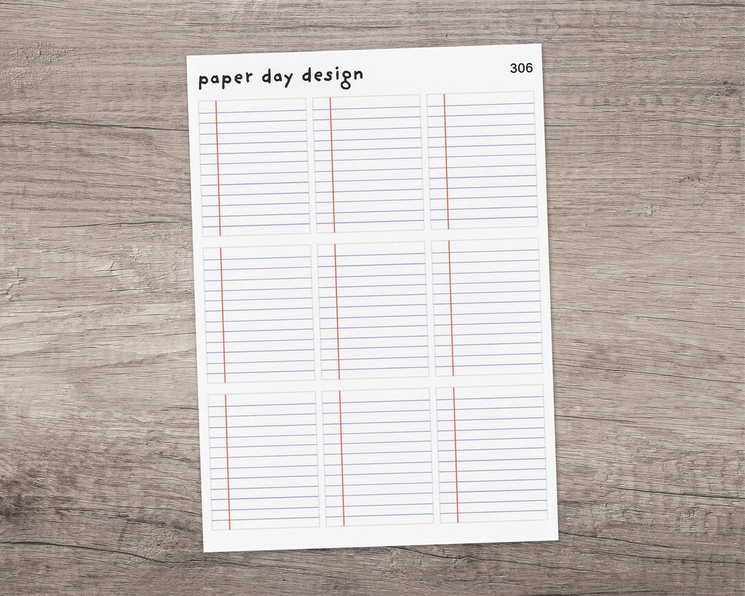 Lined Notebook Paper Full Box Planner Sticker [306] - Etsy
