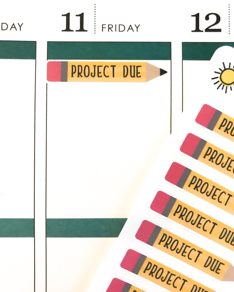 S-1 // PROJECT DUE Pencil Label Sticker for Planner or | Etsy