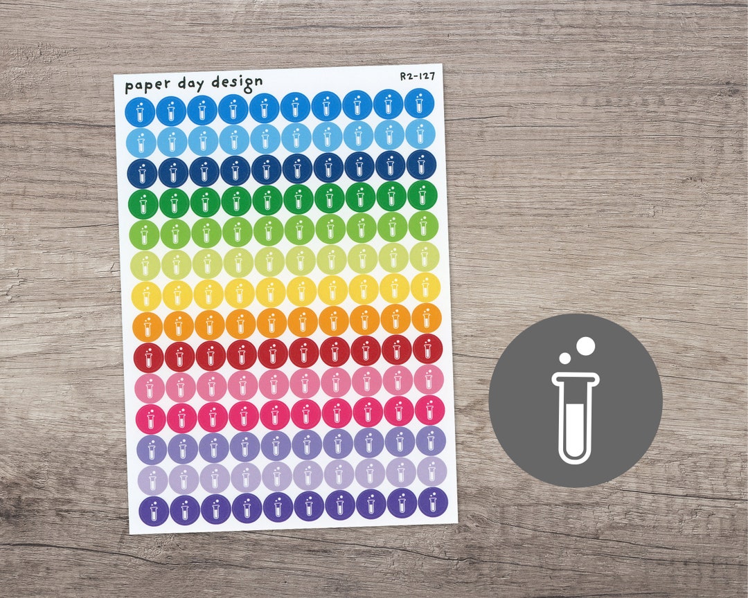 LAB TEST TUBE Round Icon Planner / Calendar Stickers [R2-127] - Etsy
