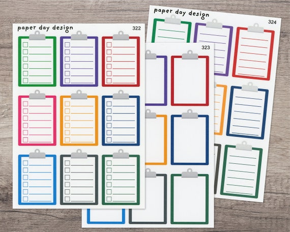 Clipboard Full Box Checklist Stickers for Planners or Journals | Etsy