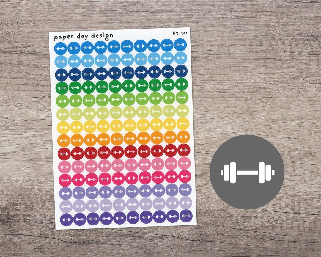 DUMBBELL Round Icon Planner / Calendar Stickers [R2-30] - Etsy