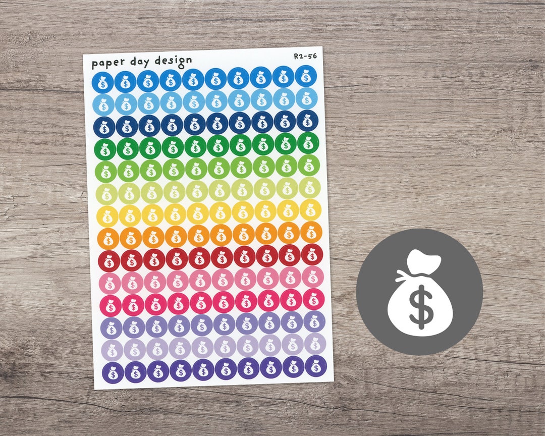 MONEY BAG Round Icon Planner / Calendar Stickers [R2-56] - Etsy