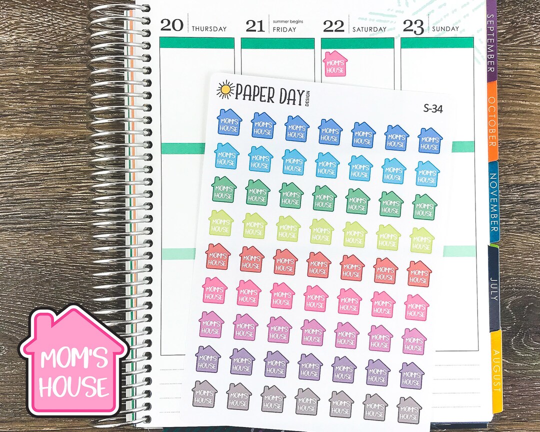 Mom's House Icon Stickers for Planners or Calendars White Text [S34] - Etsy