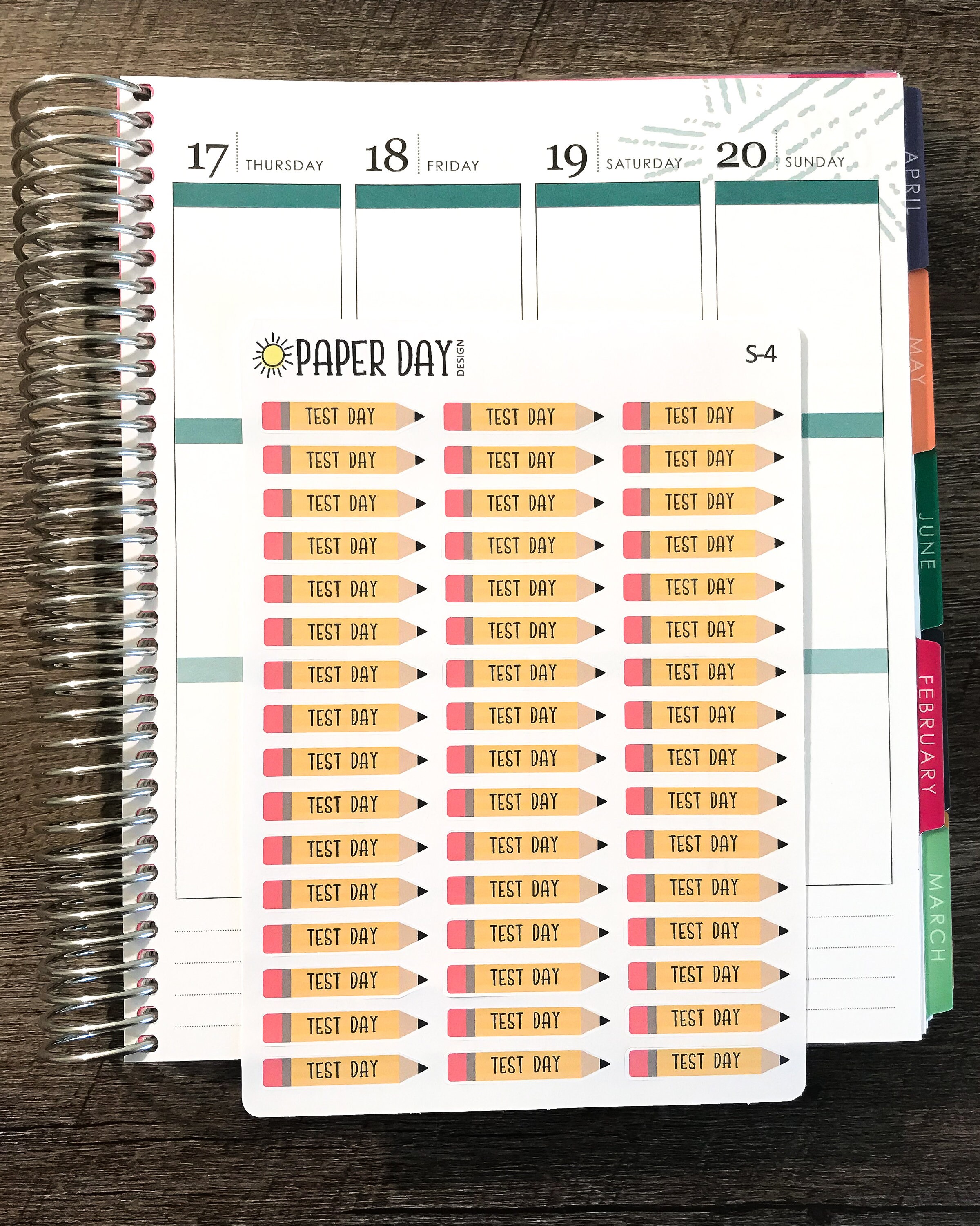 TEST DAY Pencil Label Sticker for Planner Journal or Calendar - Etsy