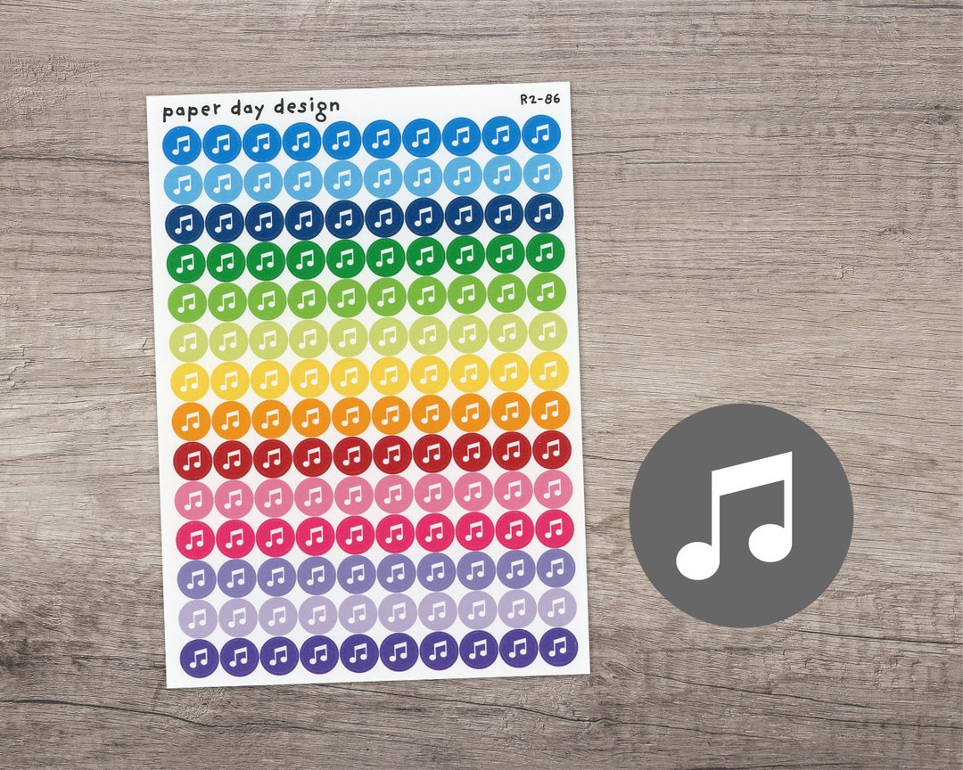 MUSIC NOTE Round Icon Planner / Calendar Stickers [R2-86] - Etsy