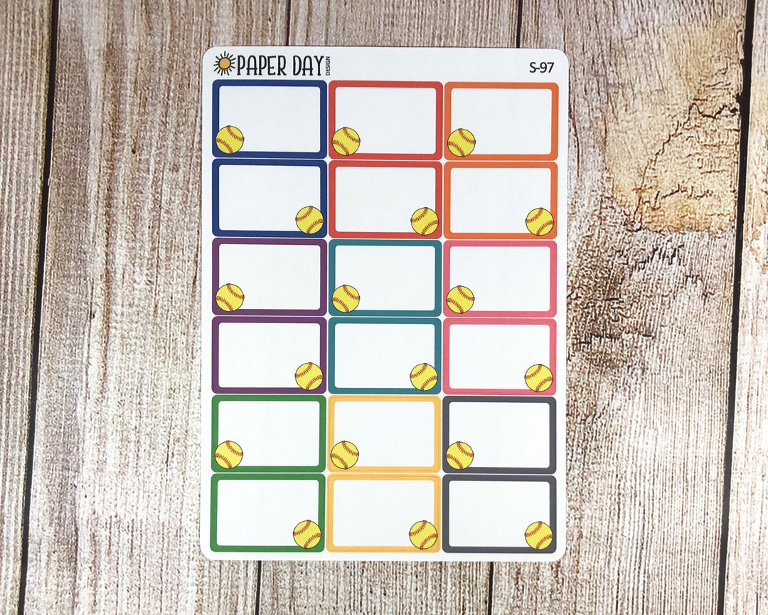 SOFTBALL Half-box Label Stickers for Planner or Calendar // S-97 - Etsy