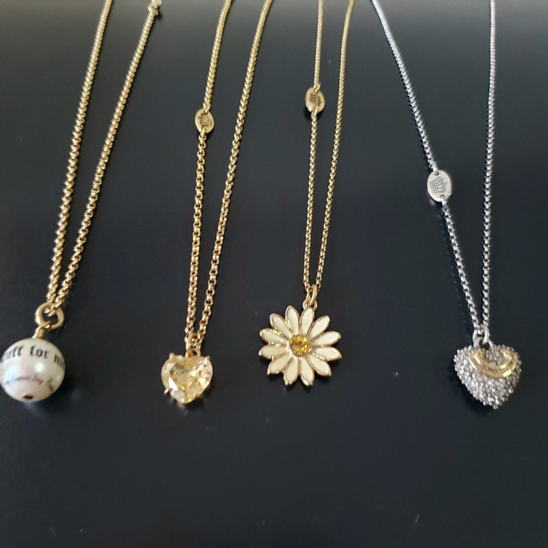 Juicy Couture Flower Necklace. Silver Crystal Pave Heart Necklace ...