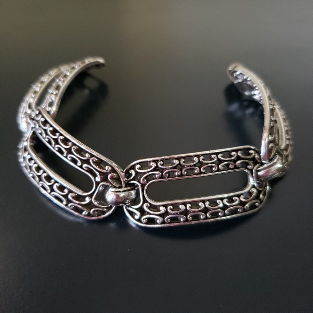 Vintage Brighton Link Bracelet. Silver Ton Brighton Panel Bracelet ...