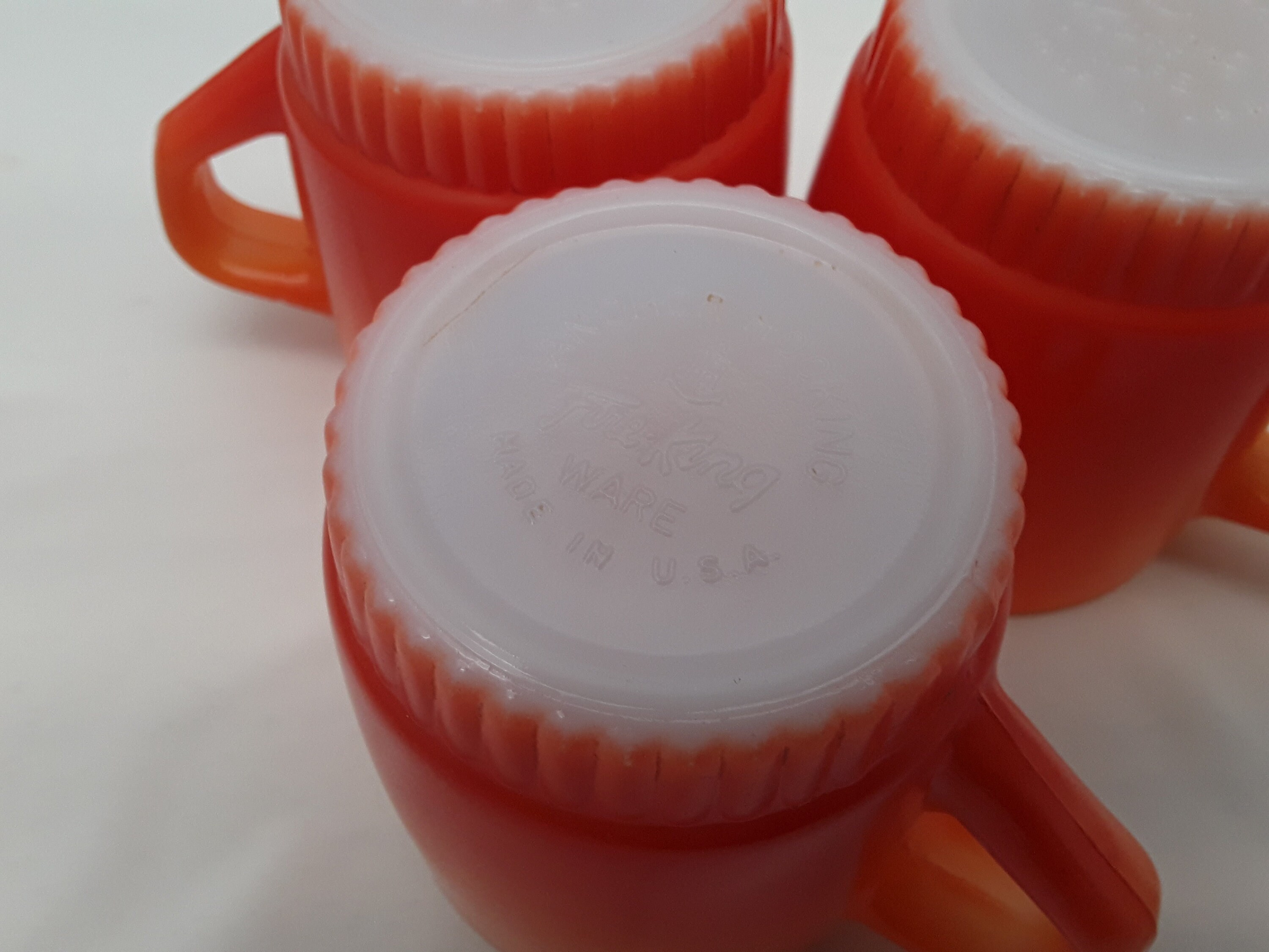 Six Vintage Orange Fire King Mugs - Etsy