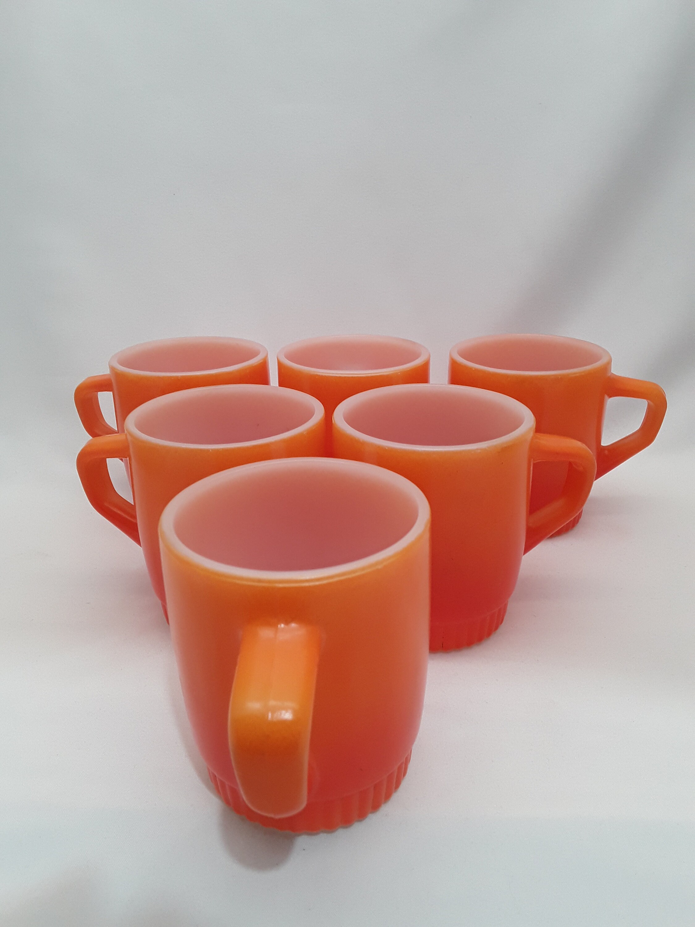 Six Vintage Orange Fire King Mugs - Etsy