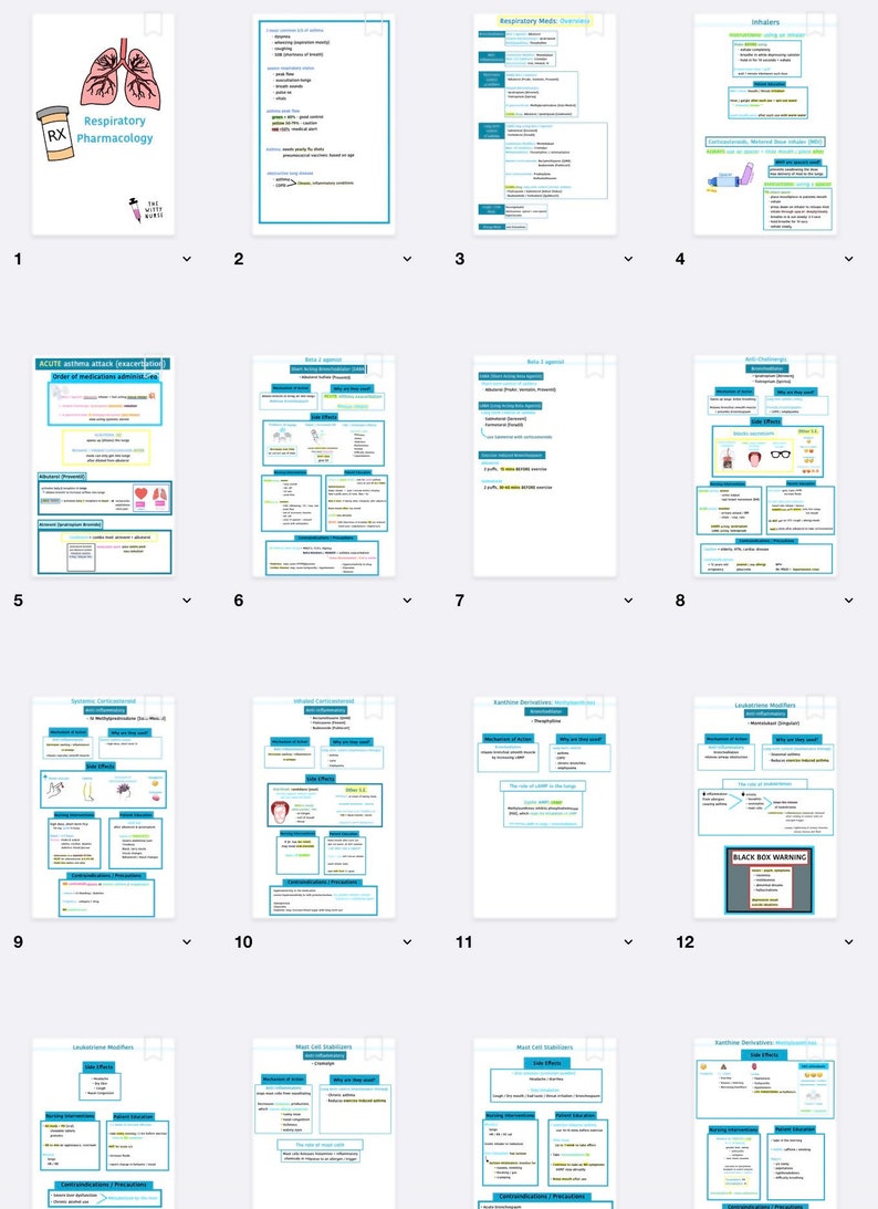Respiratory Drugs Study Guide, Respiratory Pharmacolgy, Respiratory ...