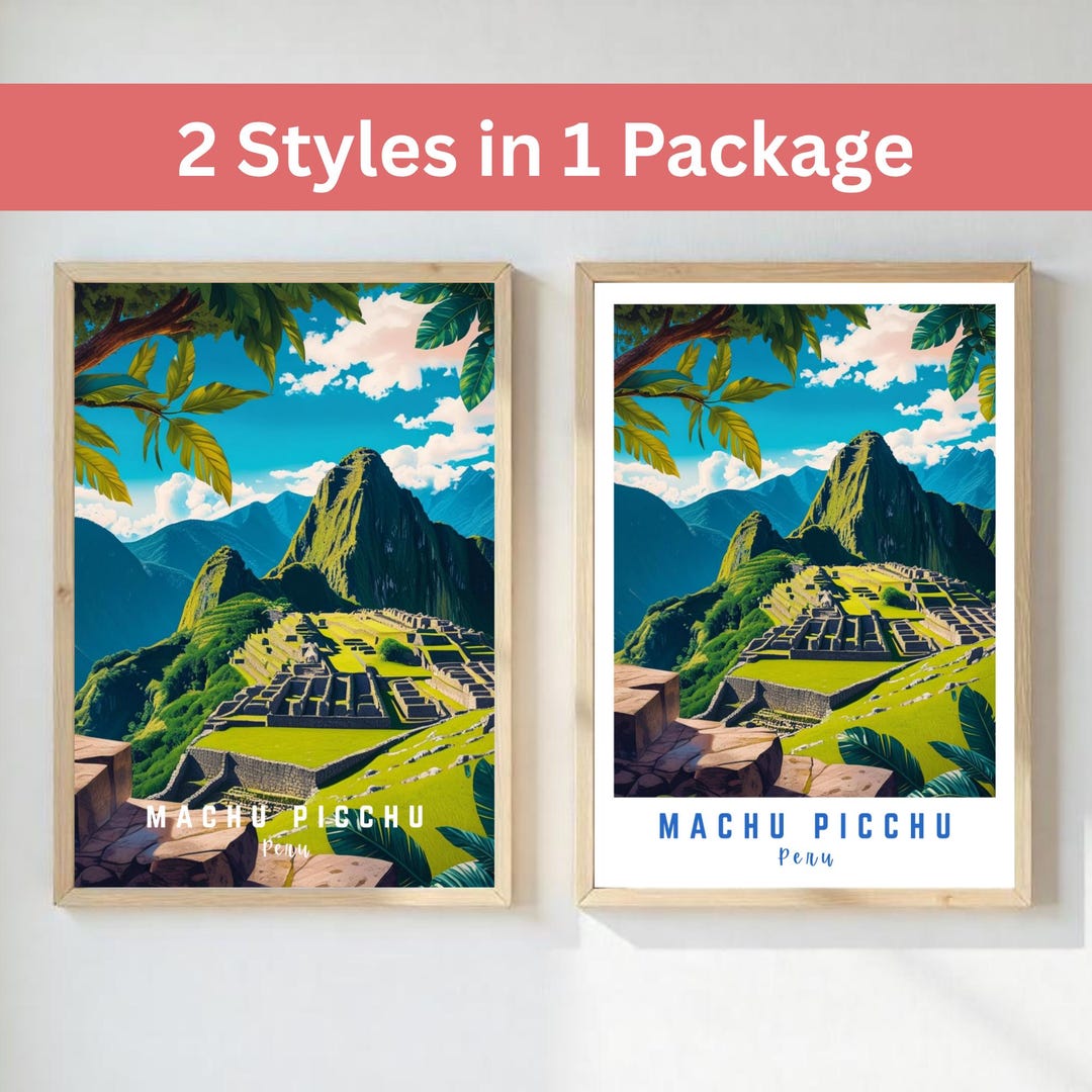 Machu Picchu Peru Printable Wall Art Set of 2 - Digital Travel Poster ...