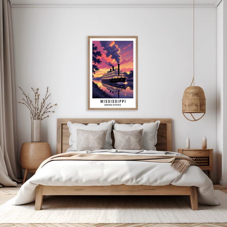 Mississippi Riverboat United States Wall Art – Vintage Steamboat Sunset ...