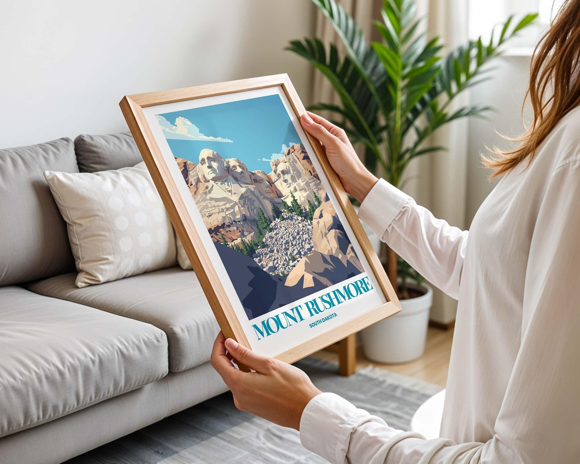 Mount Rushmore National Park Wall Art Print, South Dakota Travel Poster ...