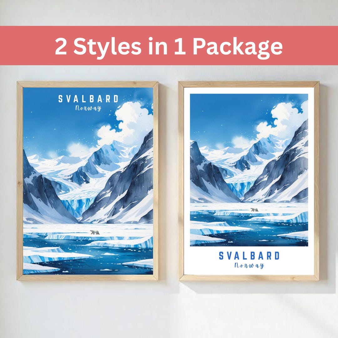 Svalbard Norway Wall Art – Arctic Landscape Polar Bear Poster – Glacier ...