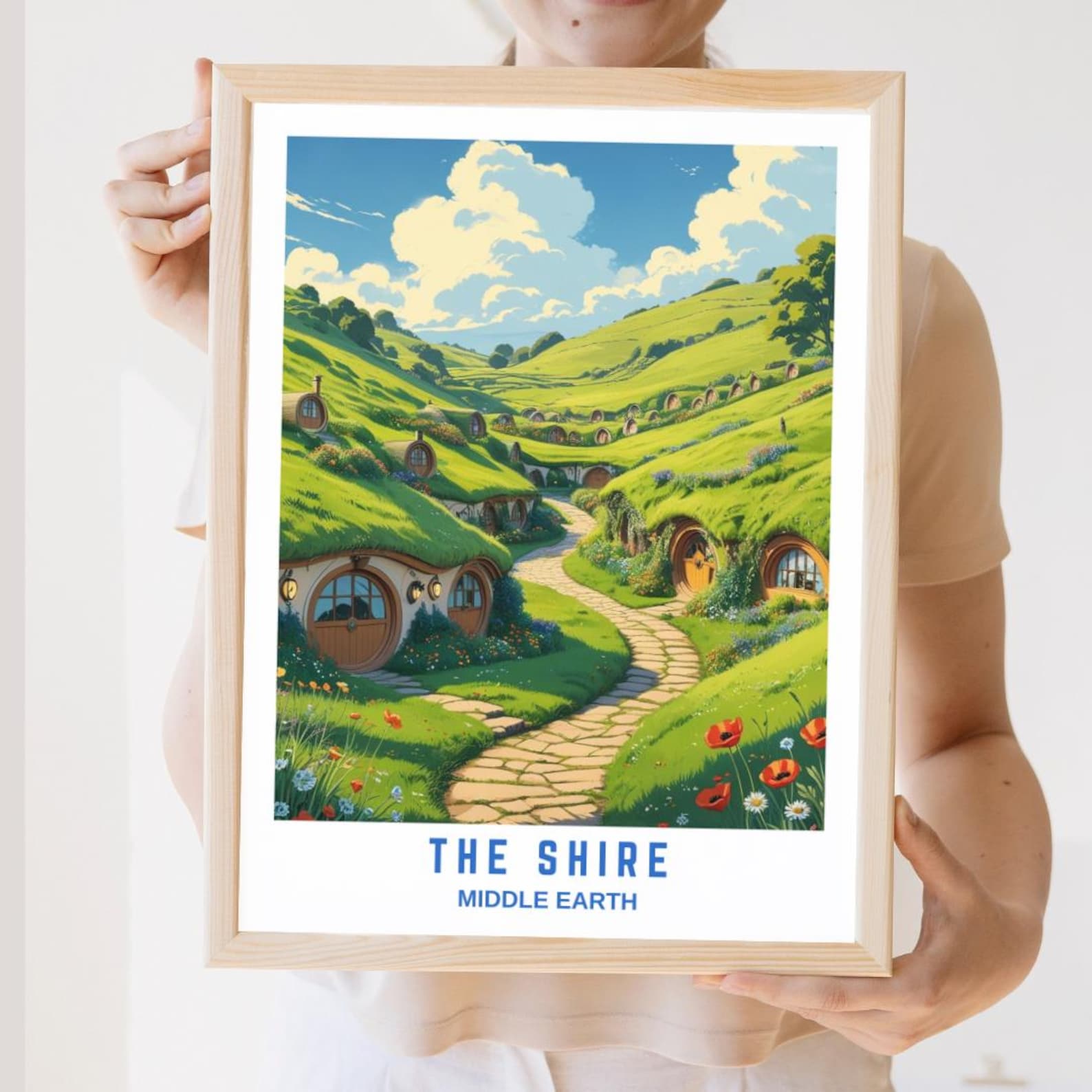 The Shire Middle Earth Wall Art Print - Hobbiton Travel Poster, Lord of ...