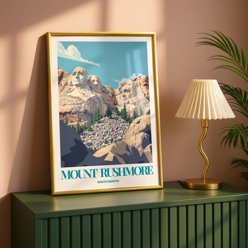 Mount Rushmore National Park Wall Art Print, South Dakota Travel Poster ...