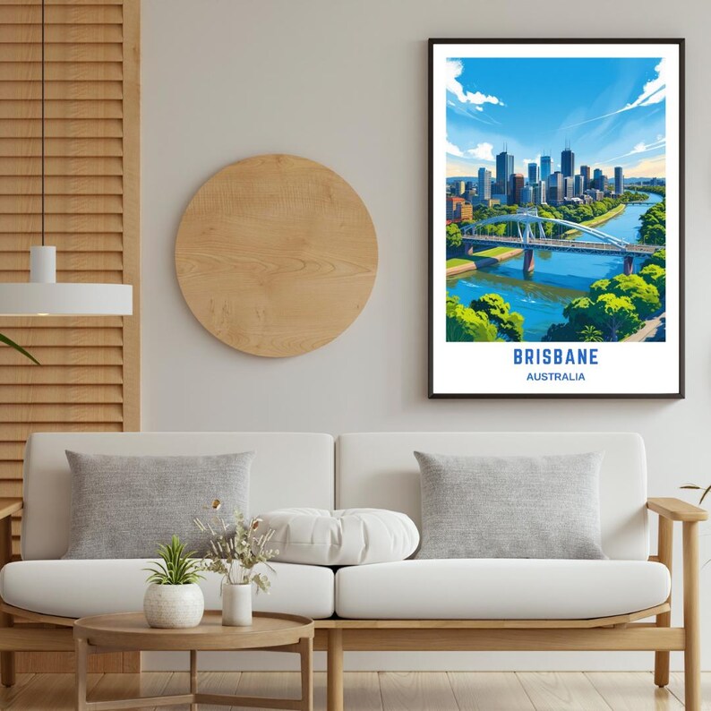 Brisbane Australia City Skyline Print – Colorful Urban Wall Art Poster ...