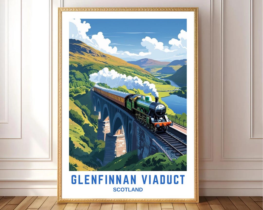 Glenfinnan Viaduct Scotland Wall Art – Vintage Train Travel Poster ...