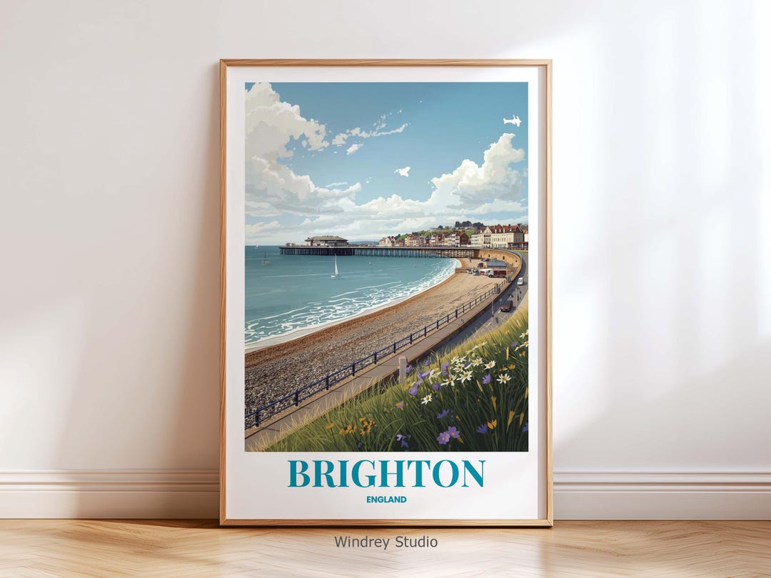 Brighton England Wall Art Print – Beach Travel Poster, Brighton Pier ...