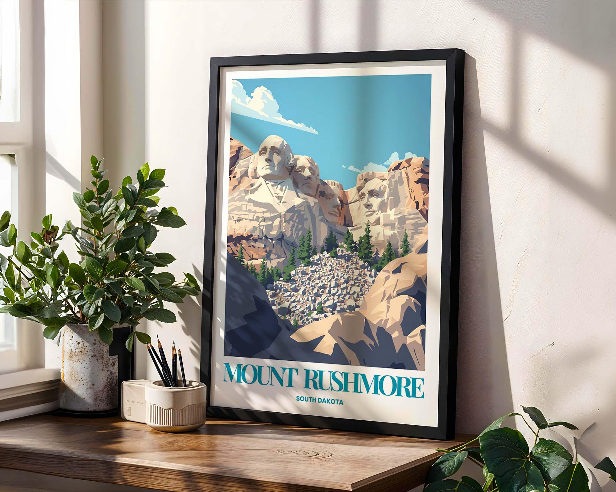 Mount Rushmore National Park Wall Art Print, South Dakota Travel Poster ...