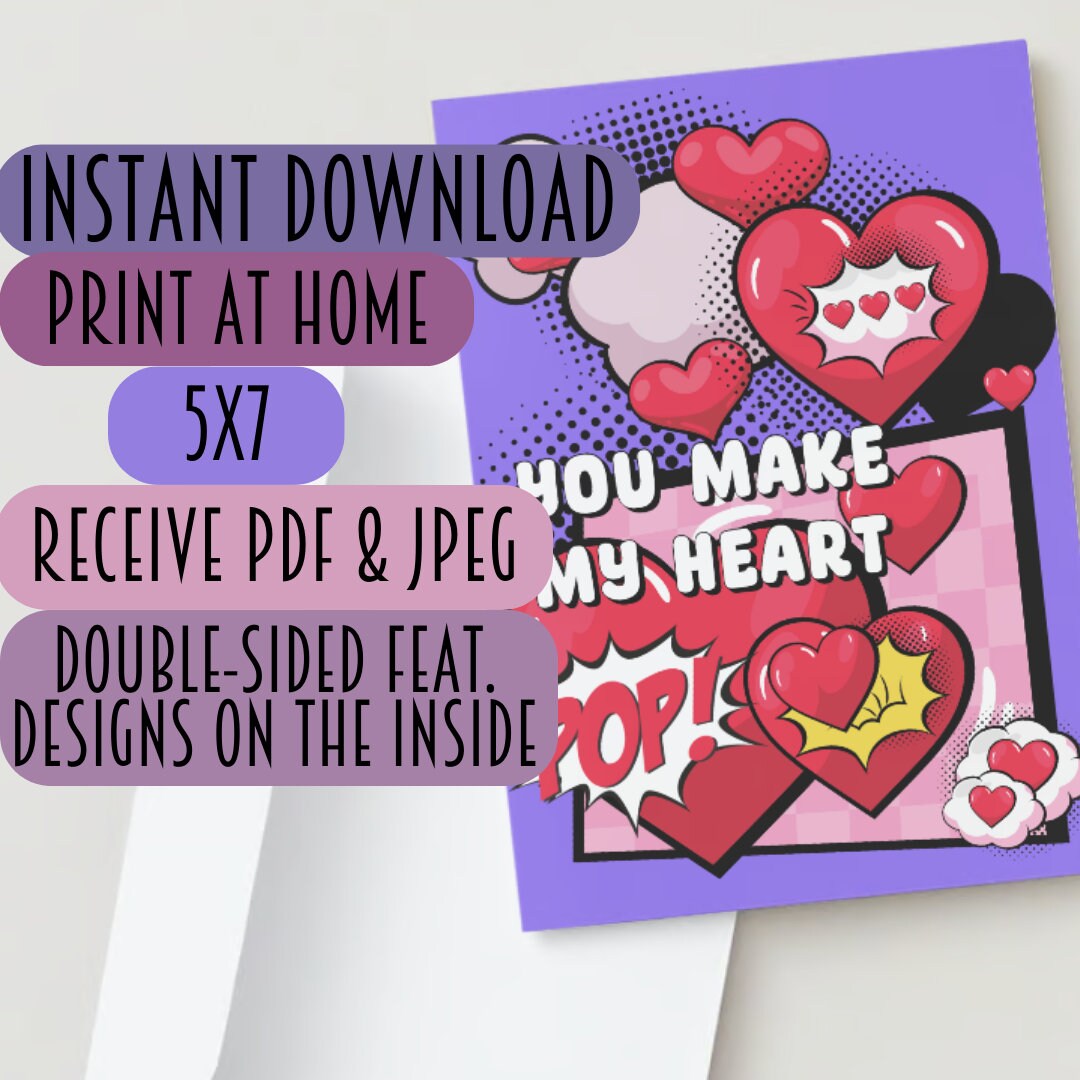 You Make My Heart Pop Retro Comic Pop-art Style Valentine Anniversary ...