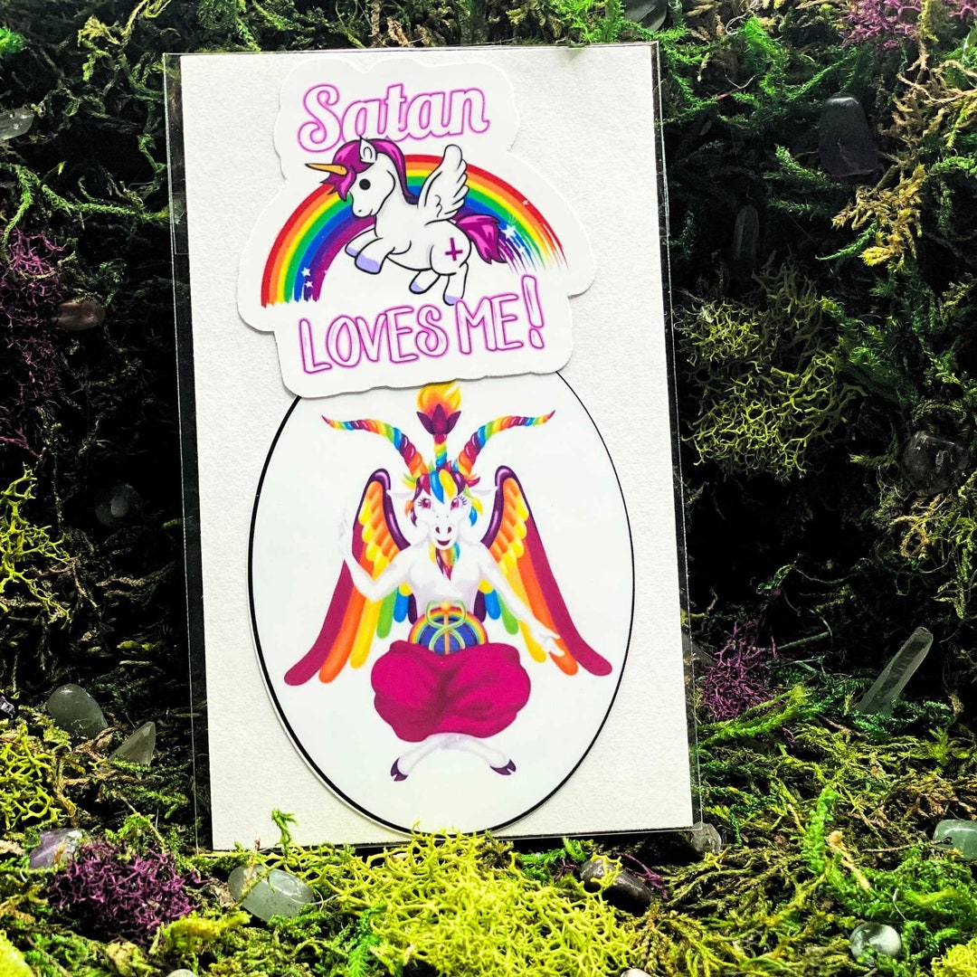 Satan Loves Me Sticker Pack- White - Etsy