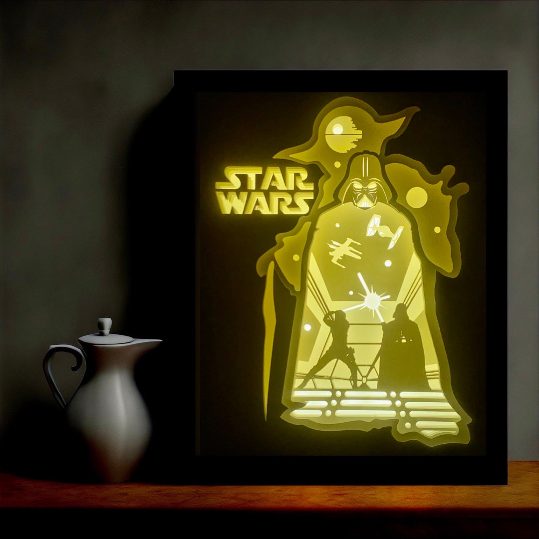 Star Wars Lightbox, Star Wars Shadowbox, Yoda Lightbox, Star Wars SVG ...