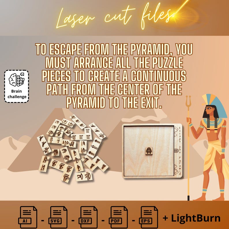 Escape the Pyramid Puzzle SVG DXF Laser Cut File | Egyptian Board Game ...