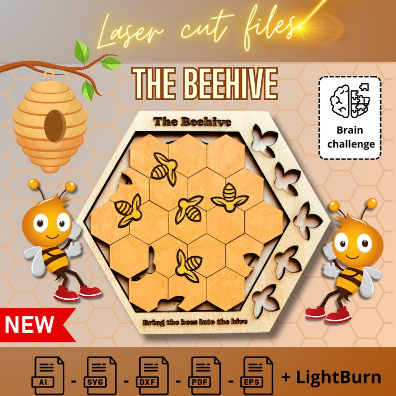 Beehivepuzzle Laser Cut Wooden Puzzle Game Digital File - Etsy