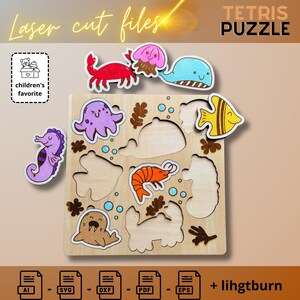 Kids Marine Animals Puzzle, Laser Cut File, Kids Puzzle, Marine Animals ...