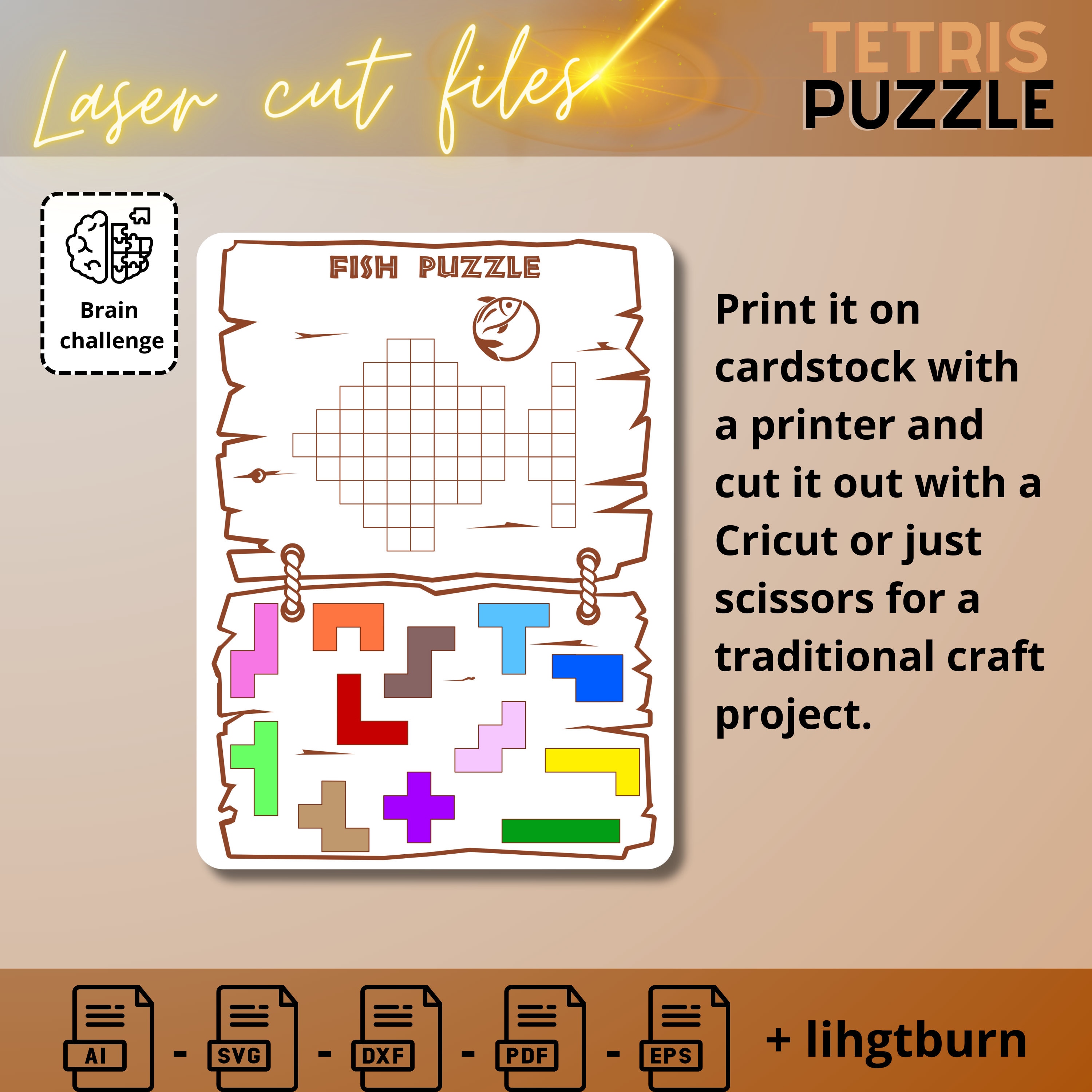 Tetris Fish Laser Cut File, Tetris Puzzle, Fish. - Etsy