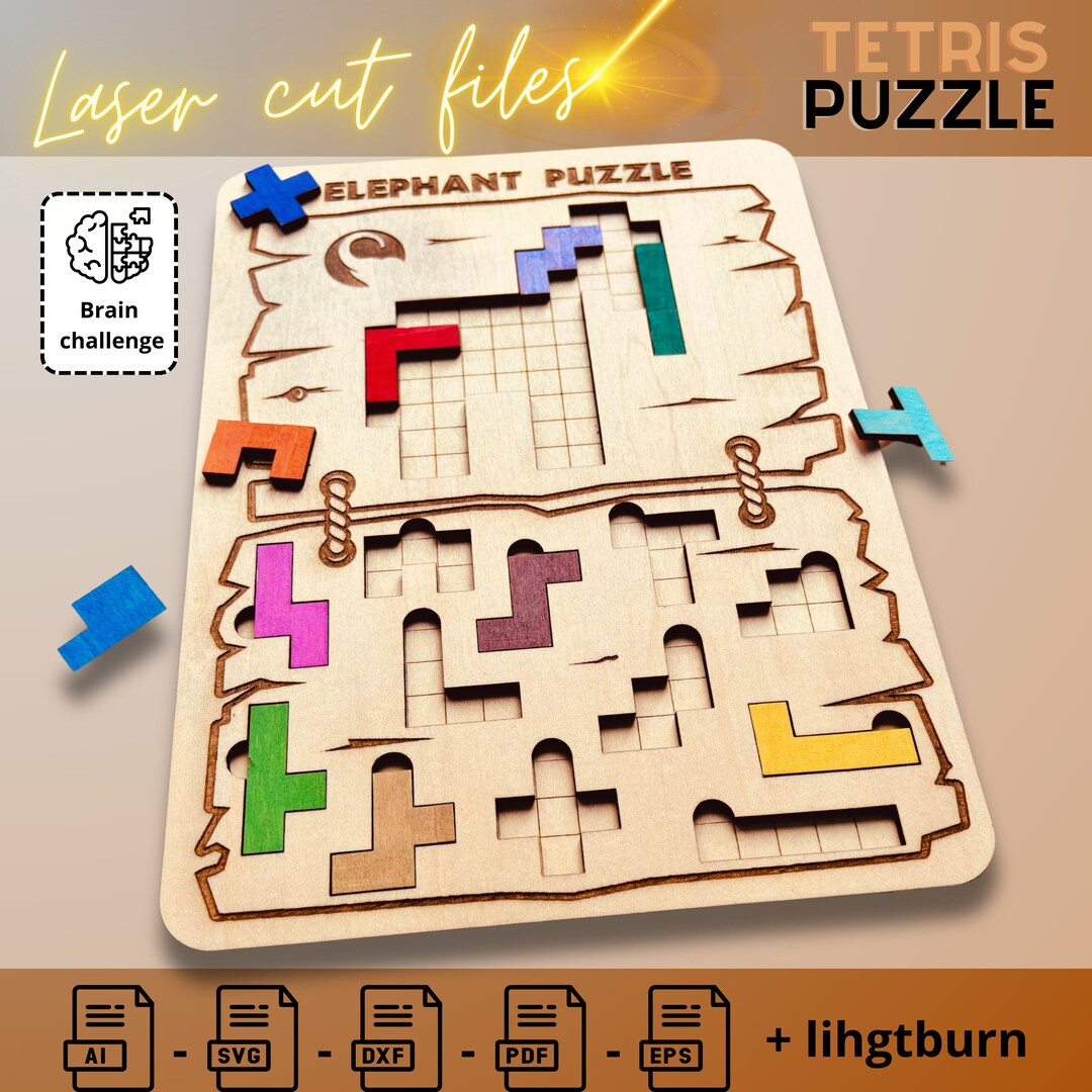 Elephant Puzzle Template - Digital Download for Laser Cutters, DIY ...