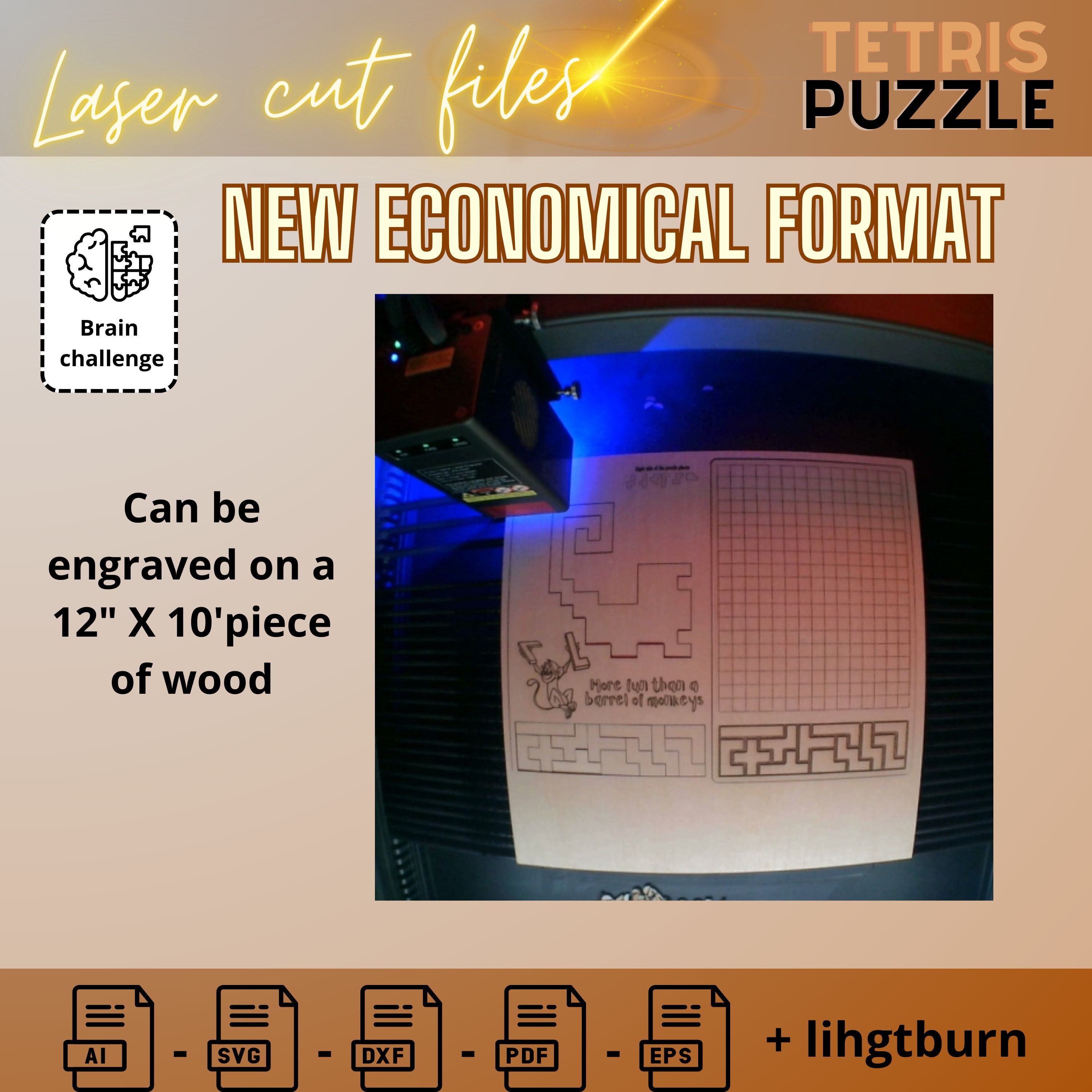 Tetris Monkey Laser Cut File, Tetris Puzzle, Monkey - Etsy