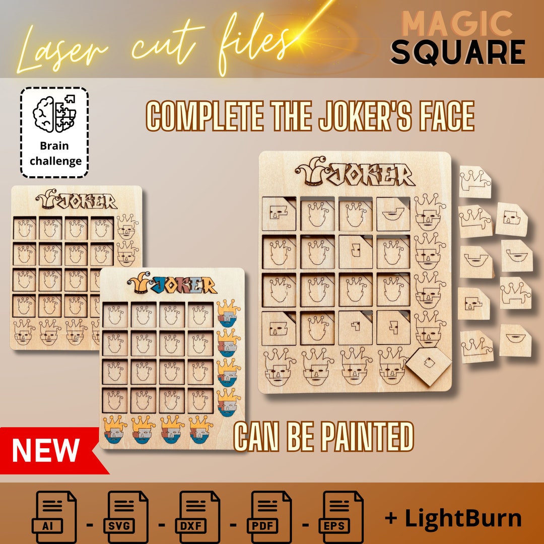 Joker Magic Square Puzzle- Laser Cut Wooden Mathematical Game Digital ...