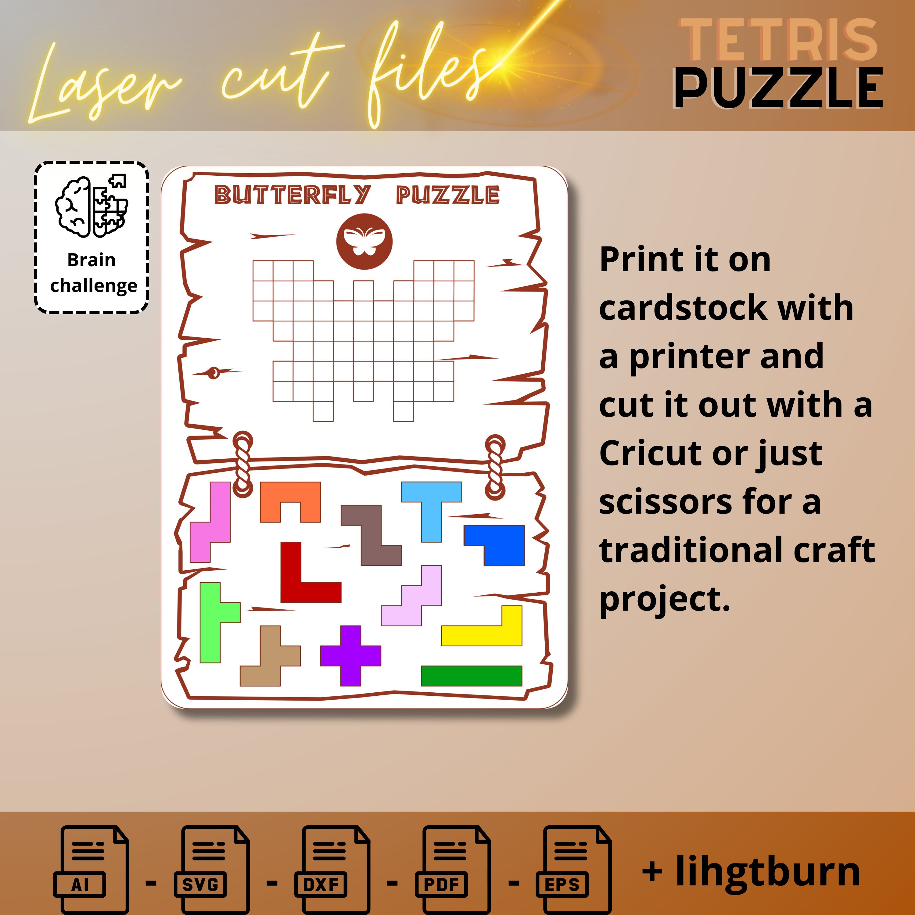 Butterfly Puzzle Template - Digital Download for Laser Cutters, DIY ...