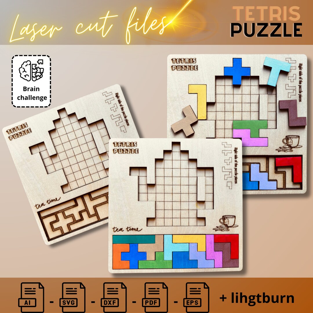 Tea-pot Tetris Puzzle Template - Digital Download for Laser Cutters ...