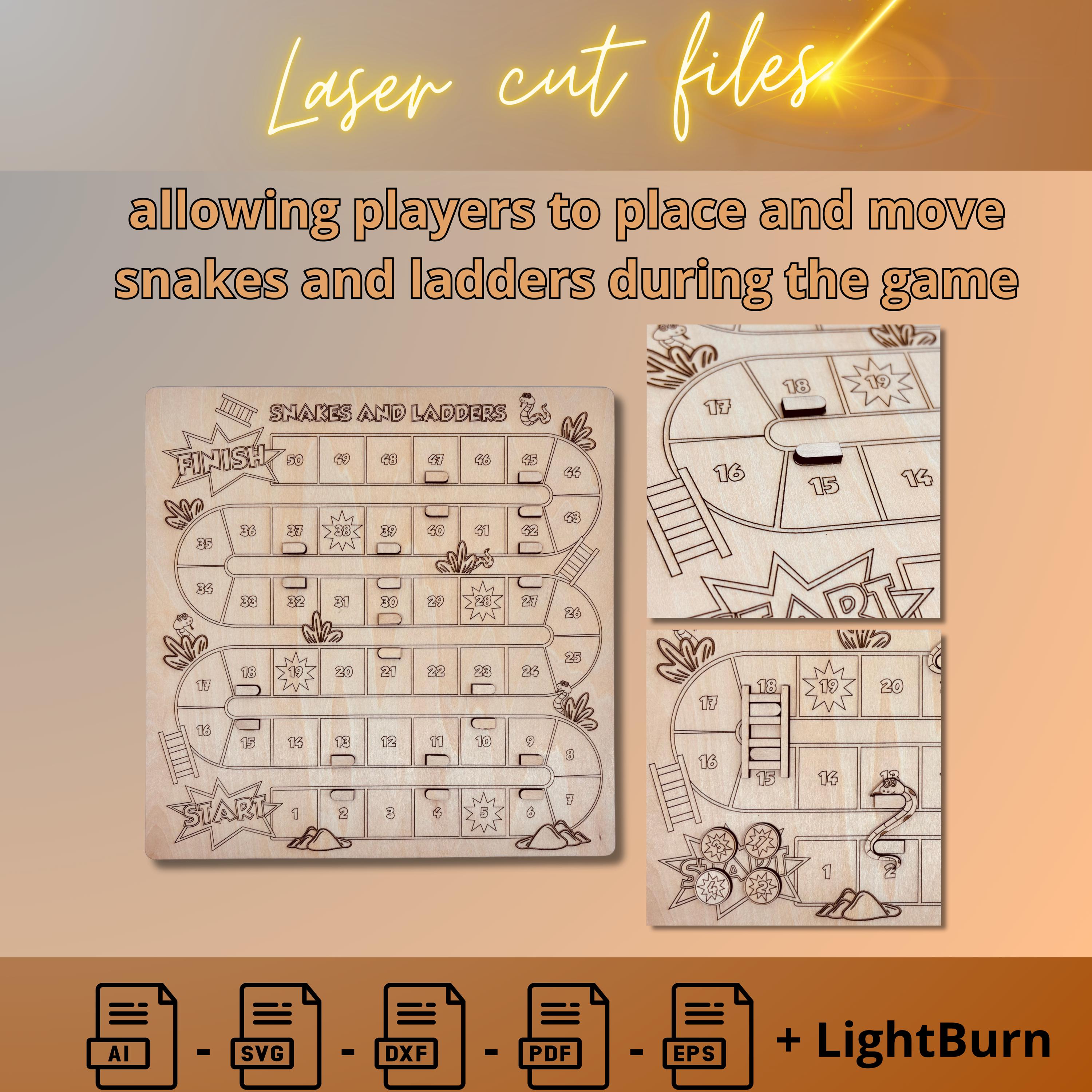 Snakes and Ladders Reinvented - Laser Cut Wooden Puzzle Game Digital ...